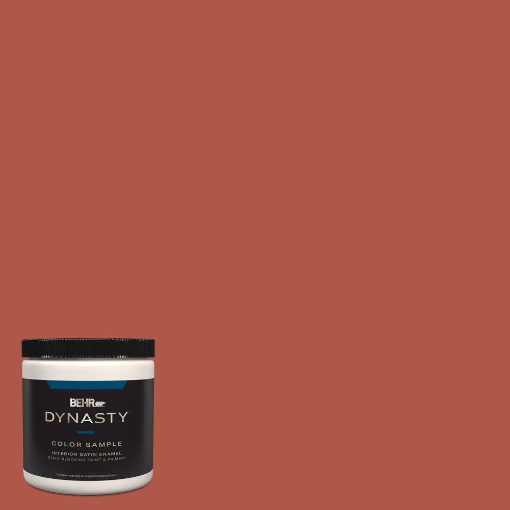BEHR DYNASTY 8 oz. #PPU2-14 Tibetan Orange Satin Enamel Stain-Blocking ...