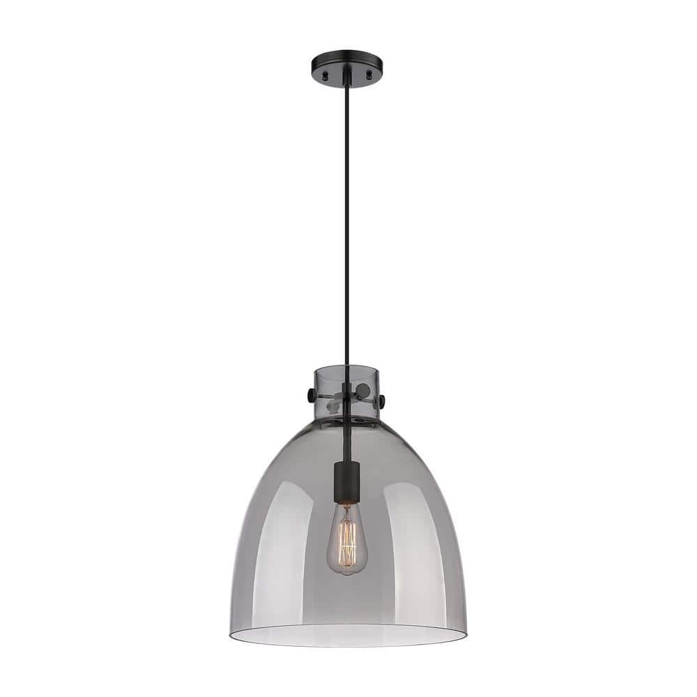 Innovations Newton Bell 100-Watt 1-Light Matte Black Shaded Pendant ...