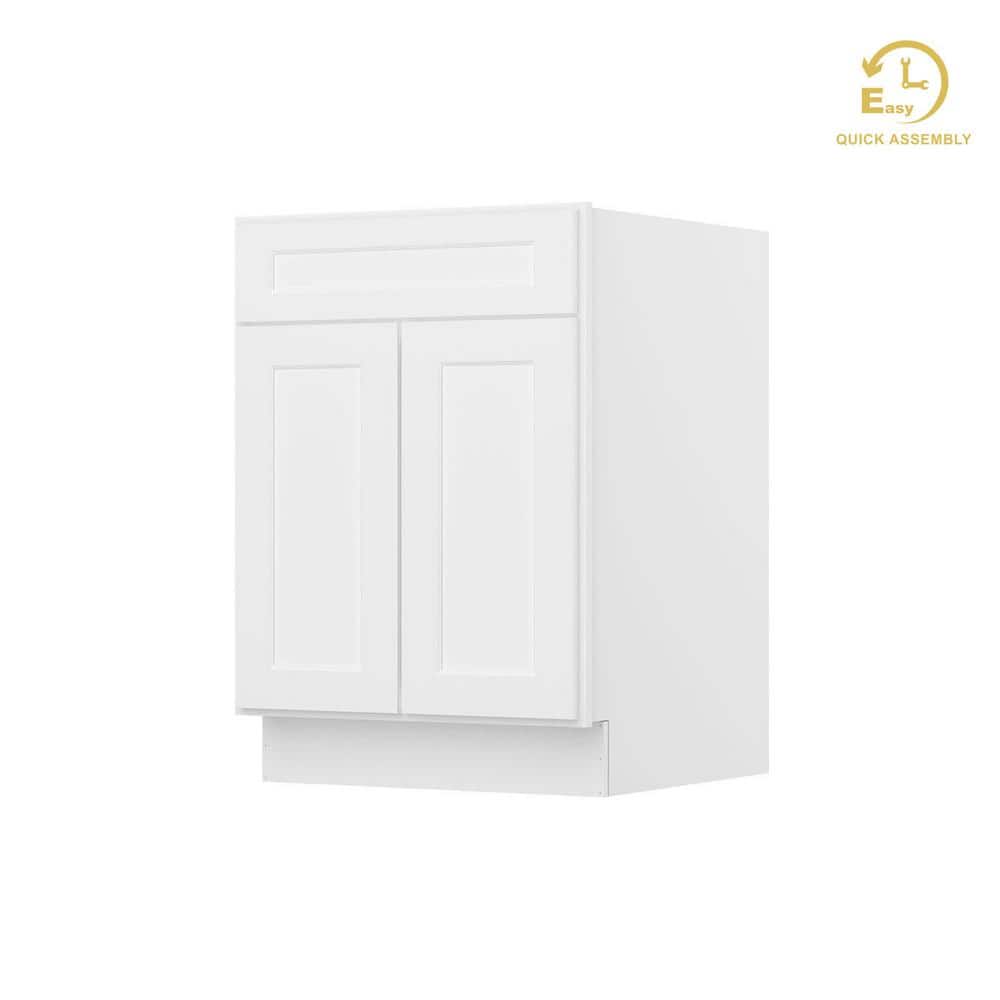 RoomyLife Easy-DIY 24 in. W x 24 in. D x 34.5 in. H Ready to Assemble Drawer Base Kitchen ...