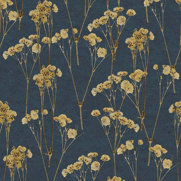 Veer Decor Spry Flower Midnight Navy Wallpaper Sample 8250-AD4-S - The Home Depot