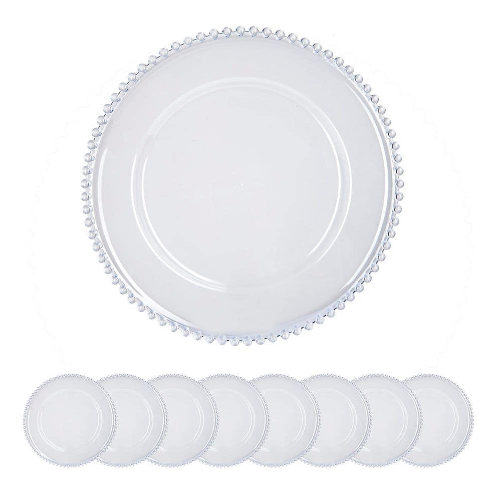 13 in. Clear Plastic Charger Plate (Set of 8) for Dinner Plates, Easy ...
