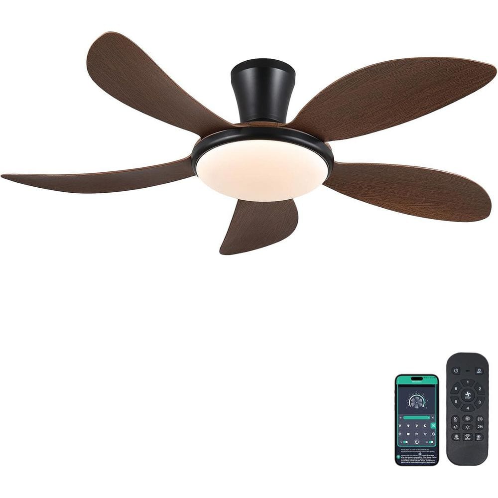Kviflon 48 in. Indoor/Outdoor Modern Black Ceiling Fan with Dimmable 3 ...