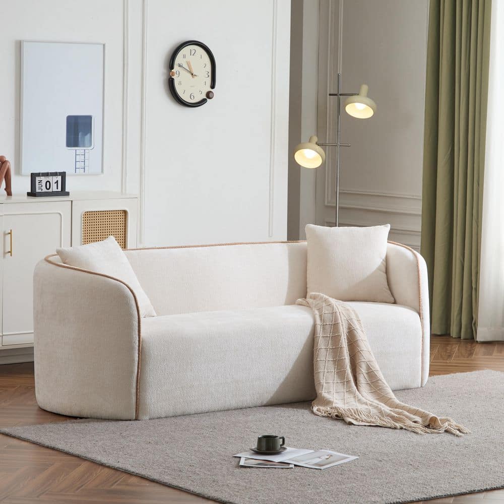 Harper & Bright Designs 82 in. Flared Arm 3-Seater Fabric Curved Sofa ...
