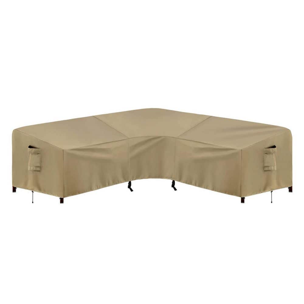 Phewnyzo 89 in. x 89 in. Camel Waterproof V Shaped Outdoor Sectional ...