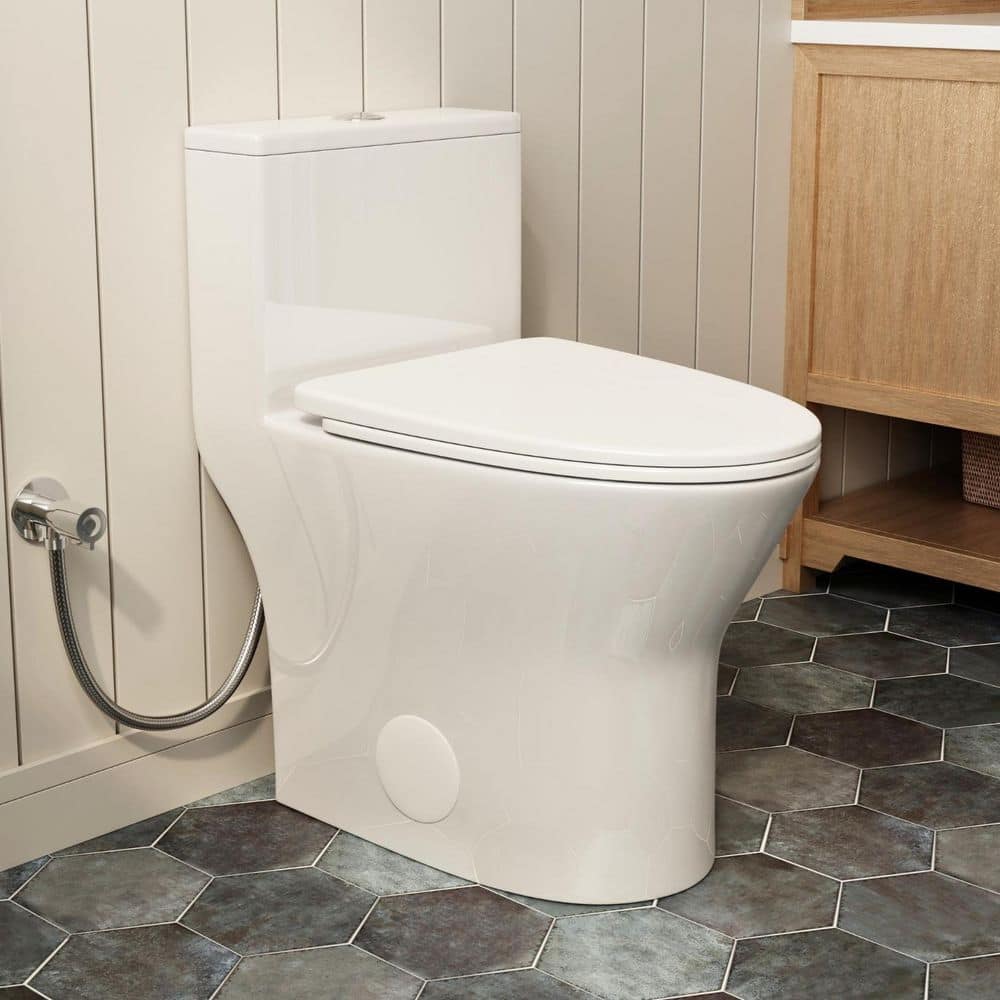 Los Flexi 24.8 in. D Compact 1-Piece Toilet 18 in. Tall Elongated Soft ...