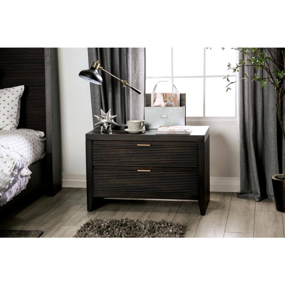 Furniture of America Angleberger 2-Drawer Dark Walnut Nightstand (24 in ...