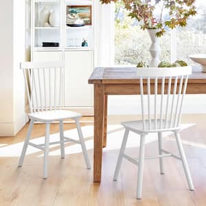 HOMCOM White Farmhouse Dining Chairs, Set of 2, Kitchen & Dining Room ...