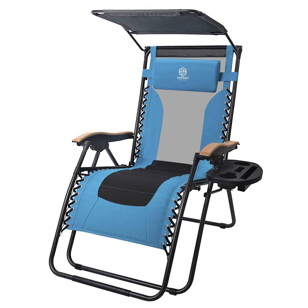 Kahomvis Black Steel Outdoor Patio Zero Gravity Reclining Lounge Chair ...