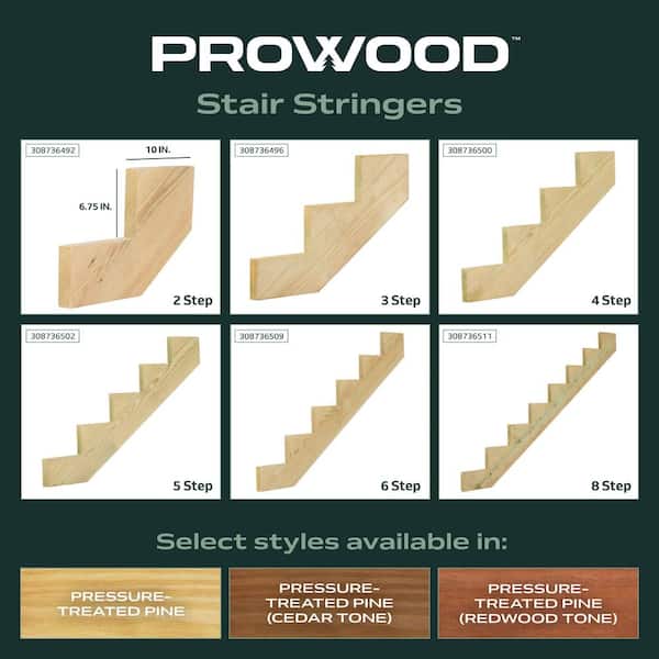 ProWood 3-Step Ground Contact Pressure Treated Pine Stair Stringer ...