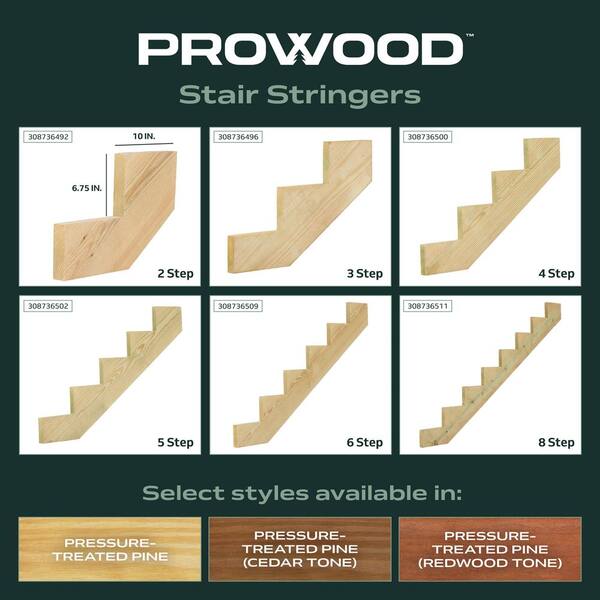 ProWood 6-Step Ground Contact Pressure Treated Pine Stair Stringer ...