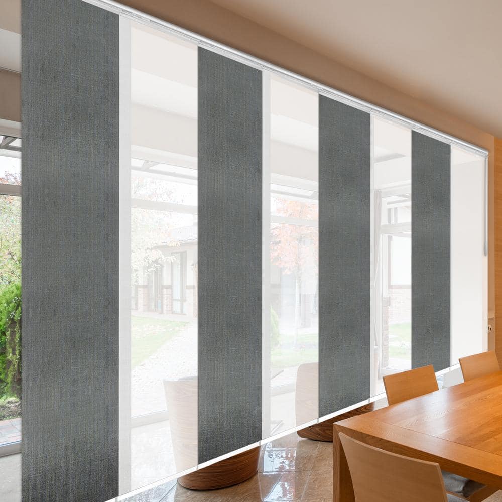 EMOH Silken Slate 130 in. - 175 in. W x 94 in. L Adjustable 8- Panel ...