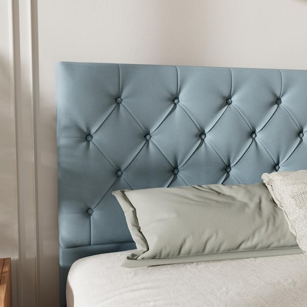Ahokua Aqua Blue Frame Queen Size Upholstered Platform Bed with Lift up Storage Supported by Metal and Wooden Slats BH3 TF AQ Q