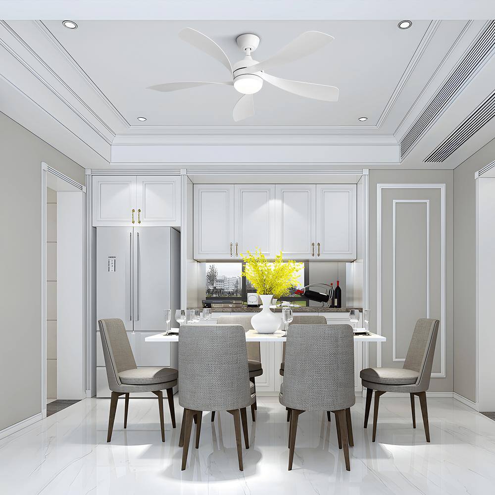 IHOMEadore 52 in. Indoor Integrated LED White Ceiling Fan with Light ...