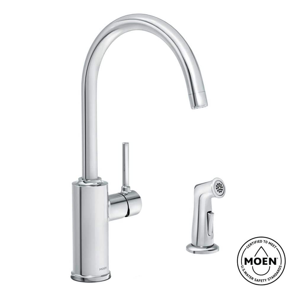 MOEN Sombra Single-Handle Standard Kitchen Faucet with Side Sprayer in ...