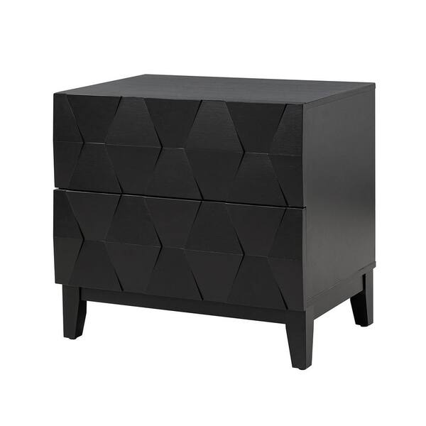 JAYDEN CREATION Diana Black 2-Drawer Storage Nightstand with Adjustable ...