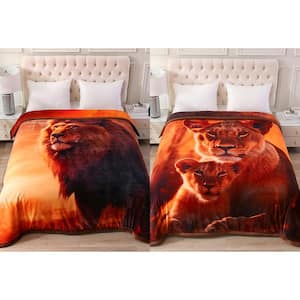 JML Peacock 3-Ply Reversible Polyester Fleece Blanket for Winter 85 in ...