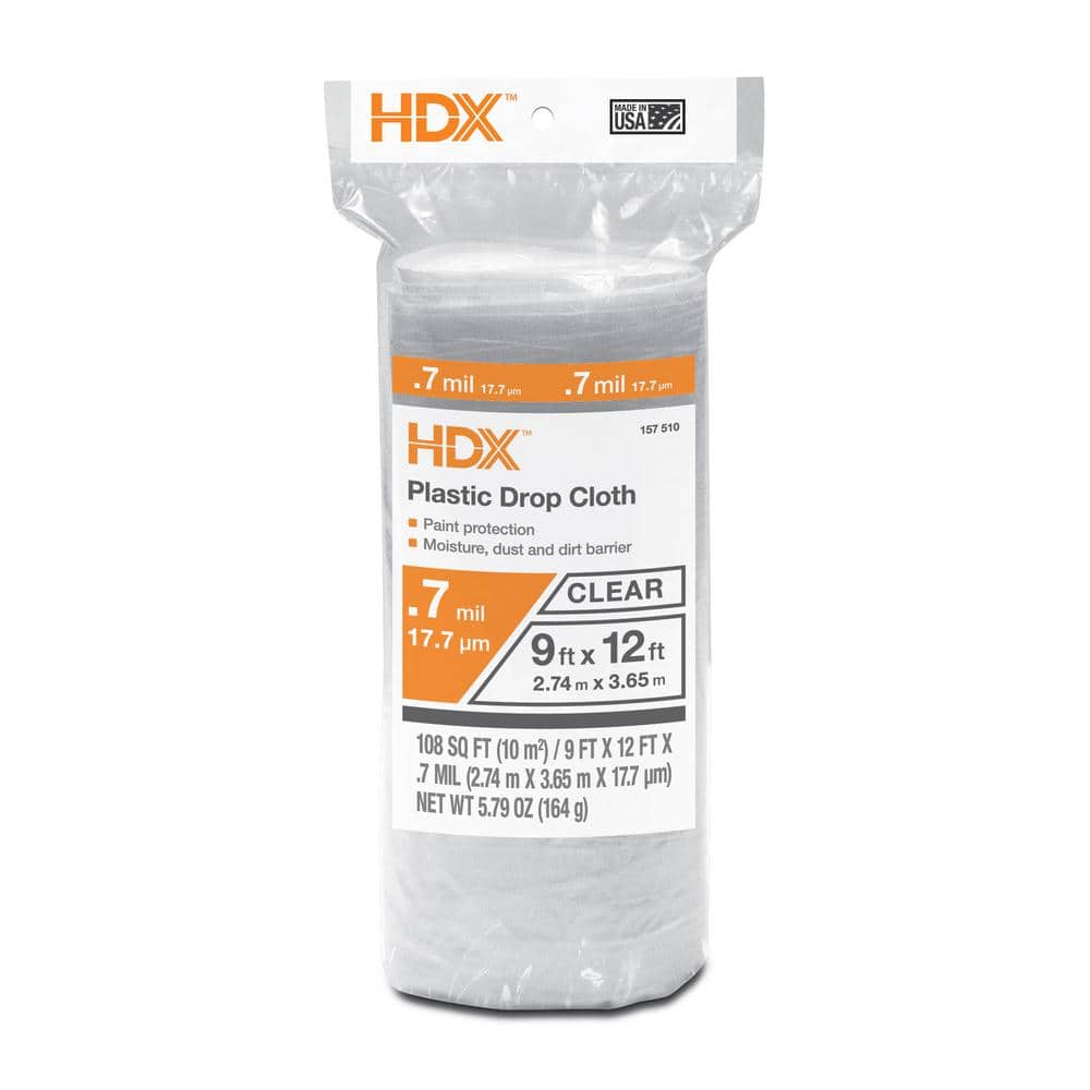 HDX 9 ft. x 12 ft. 0.7 mil Plastic Drop Cloth DCHD-07 - The Home Depot