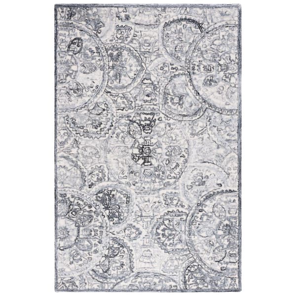 SAFAVIEH Metro 4 ft. x 6 ft. Ivory/Gray Ornate Geometric Area Rug ...