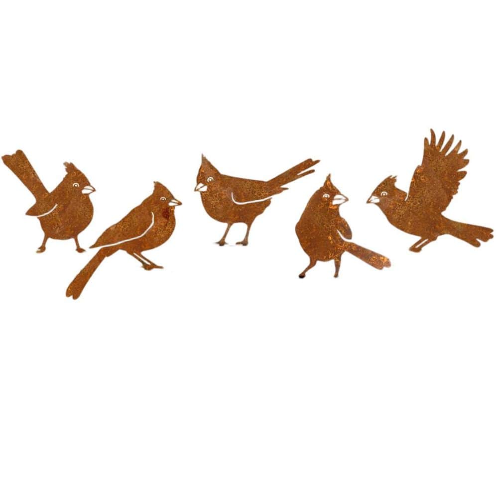 5-Piece Rusty Birds Decoration, Metal Birds Yard Decor Perfect Yard Art ...