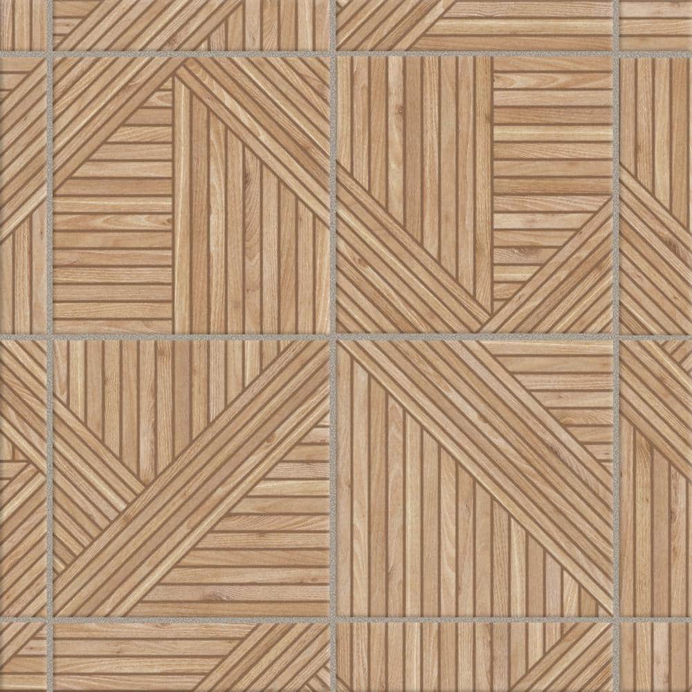 Merola Tile Tangram Wood Oak 17-3/8 in. x 17-3/8 in. Porcelain Floor ...