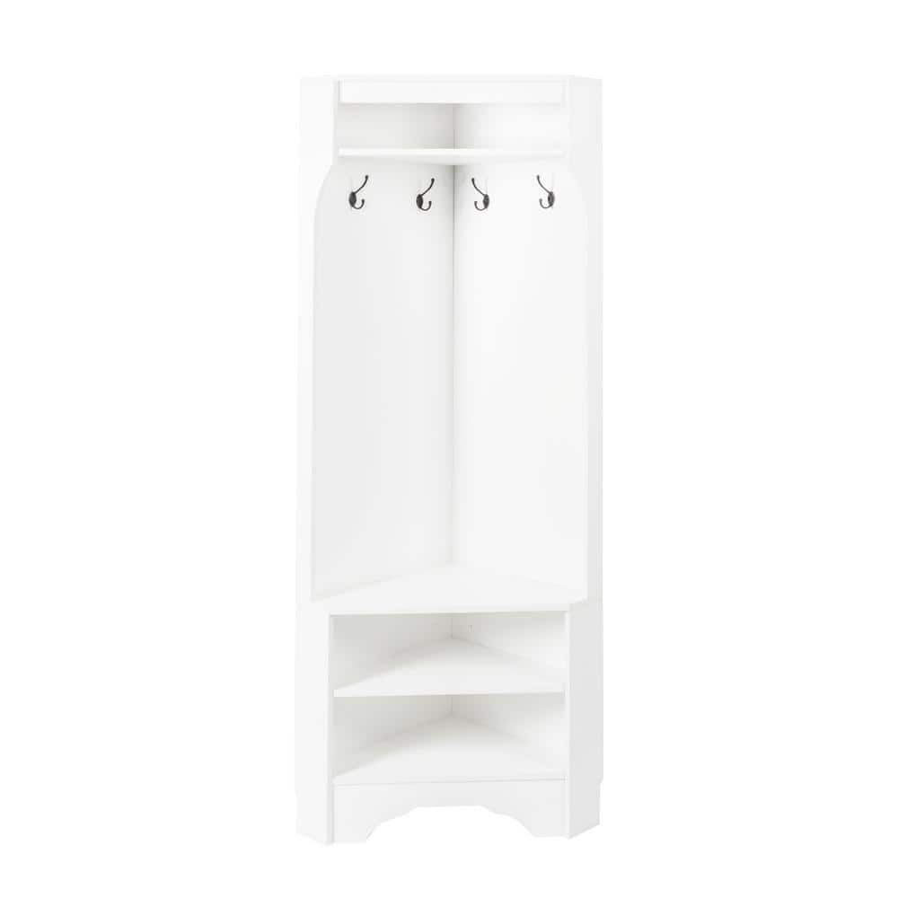 Clihome White Multi-Functional Coat Rack Hall Tree with 4-Hanging Hooks ...