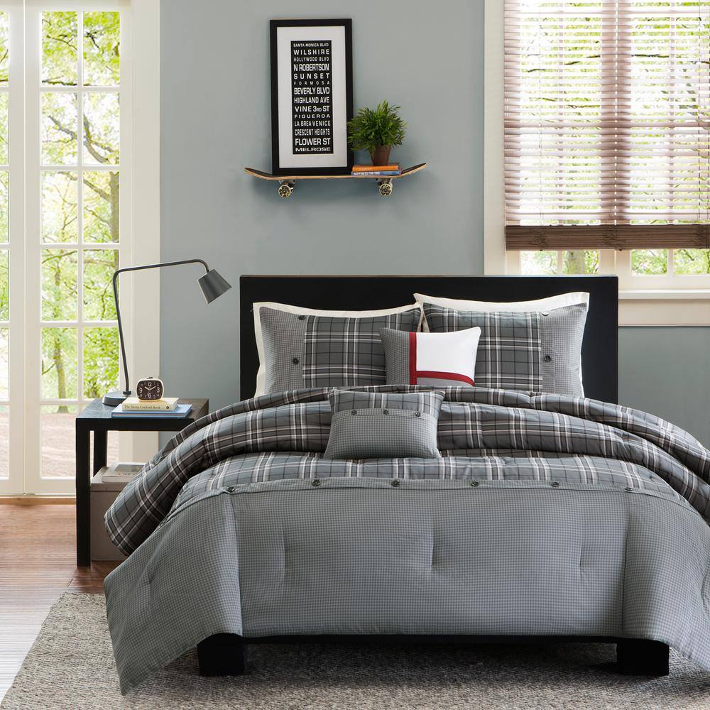 Intelligent Design Campbell 5-Piece Grey King Comforter Set ID10-501 ...