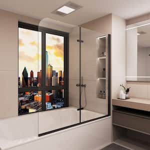 QuivaraView 39 in. W x 55 in. H Semi-Frameless Pivot Tub Door in Matte ...