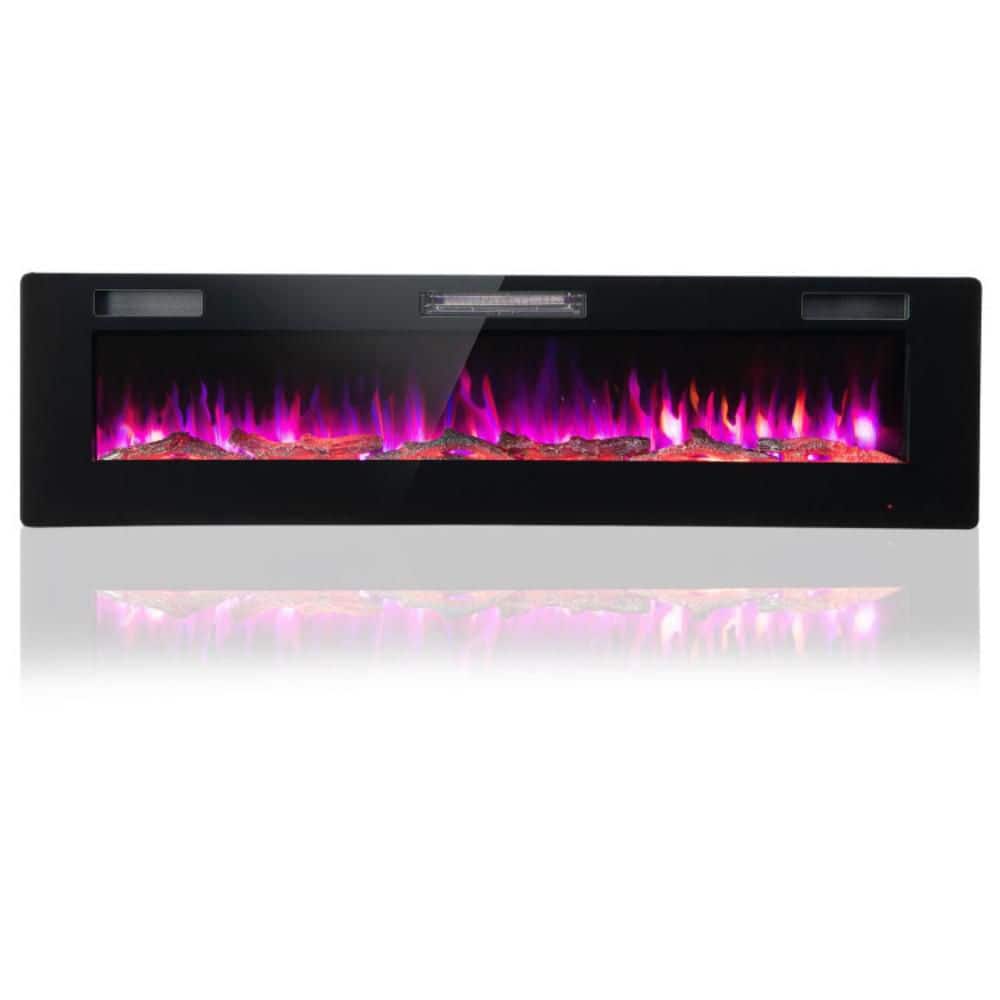 Clihome 60 in. Wall Mounted or Recessed Electric Fireplace Insert ...