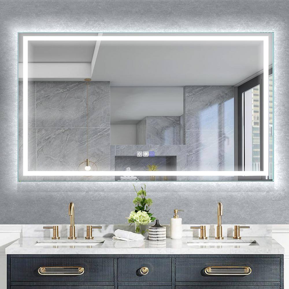 Lonni 60 in. W x 36 in. H Large Rectangular Frameless LED Light Anti ...