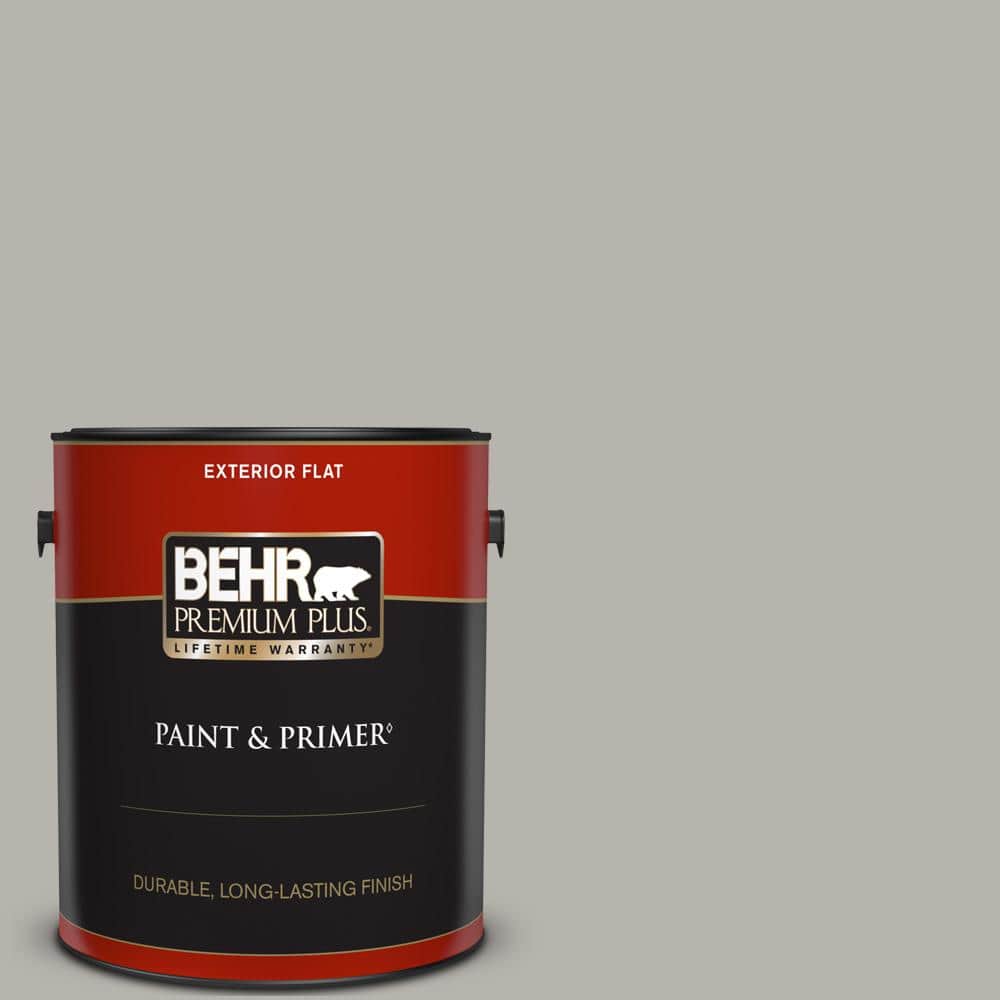 BEHR PREMIUM PLUS 1 gal. #PPU24-11 Greige Flat Exterior Paint & Primer ...