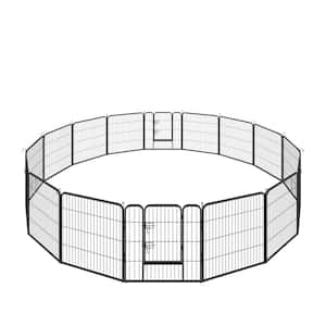 Reviews for Amucolo 8-Panels Black Large Indoor Metal Folded Puppy Dog ...