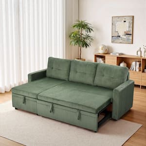 Uixe 79.13 in. Square Arm 2-Piece Corduroy Convertible Pull Out Sleeper ...