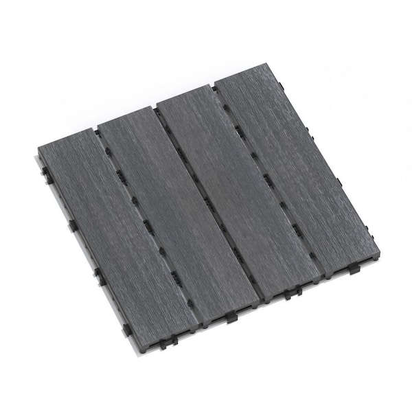 Cesicia 11.80 in. Square Dark Gray WPC Wood-Plastic Composite ...