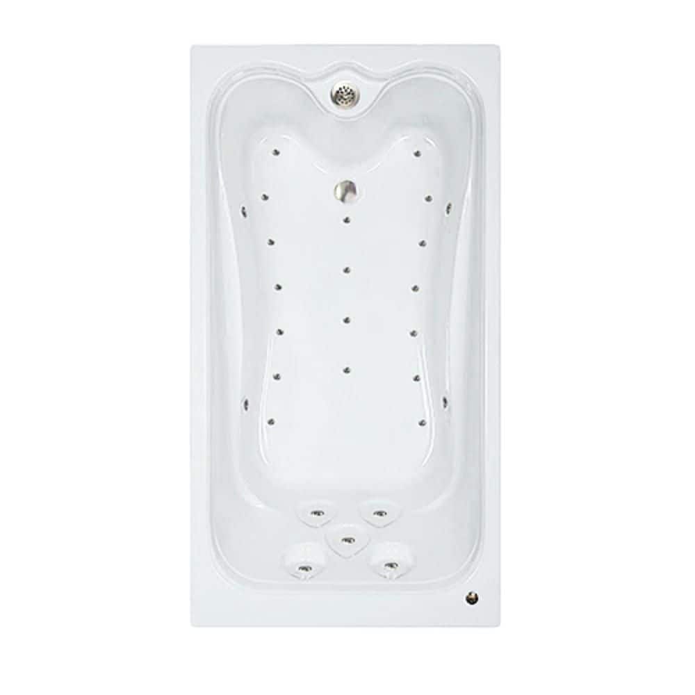 Comfortflo Premier 60 in. x 32 in. Acrylic Rectangular Drop-in Air Bathtub with Reversible Drain ...