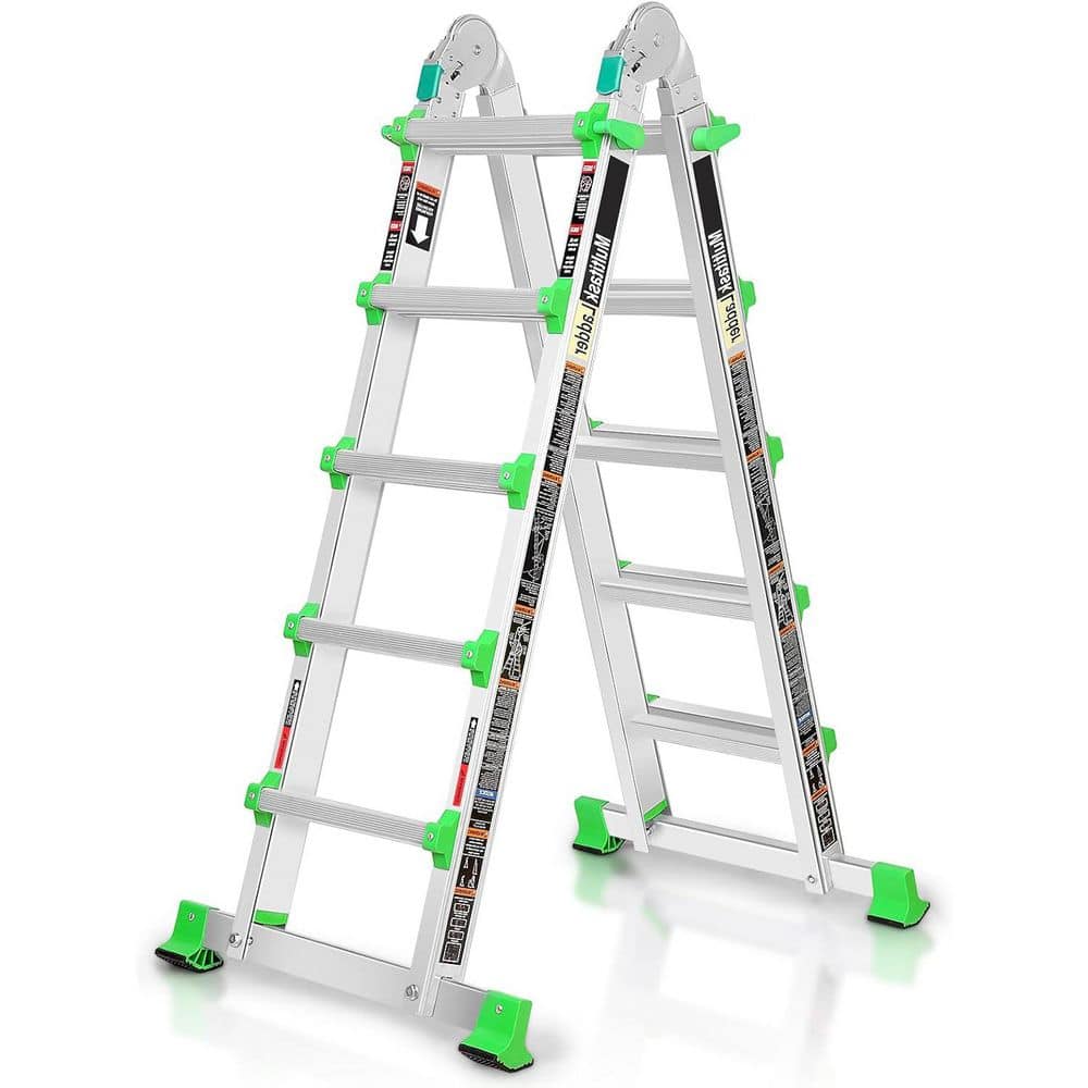 17 ft. Multi-Position Aluminum Ladder with Anti-Slip, 330 lbs. Capacity ...