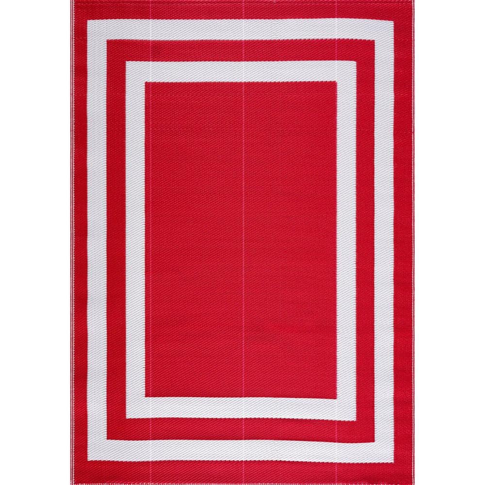 PLAYA RUG Paris Red and White 10 ft. x 14 ft. Folded Reversible ...