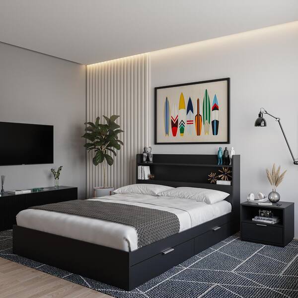 Nexera Hunter 3-Piece Black Queen Size Bedroom Set 403982 - The Home Depot