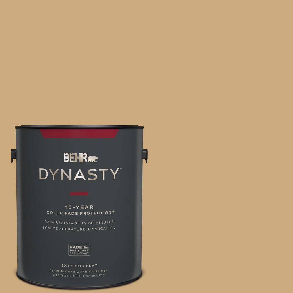 BEHR DYNASTY 1 gal. #S300-4 Flax Straw Flat Exterior Stain-Blocking ...