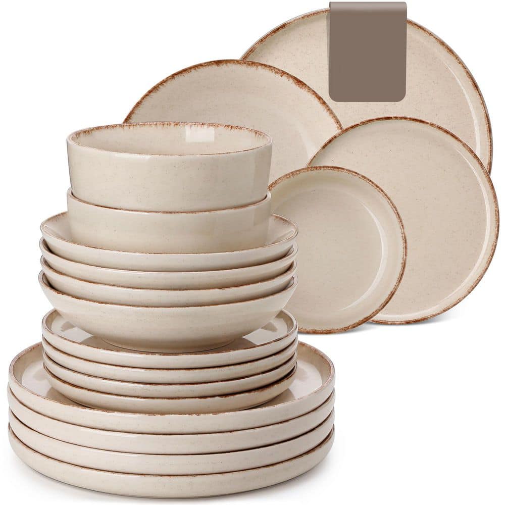 vancasso 24-Piece Beige Stoneware Dinnerware Set Service for 6 Rustic ...