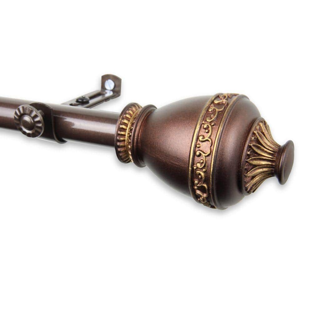 Rod Desyne 28 in. - 48 in. Telescoping Single Curtain Rod Kit in Cocoa ...