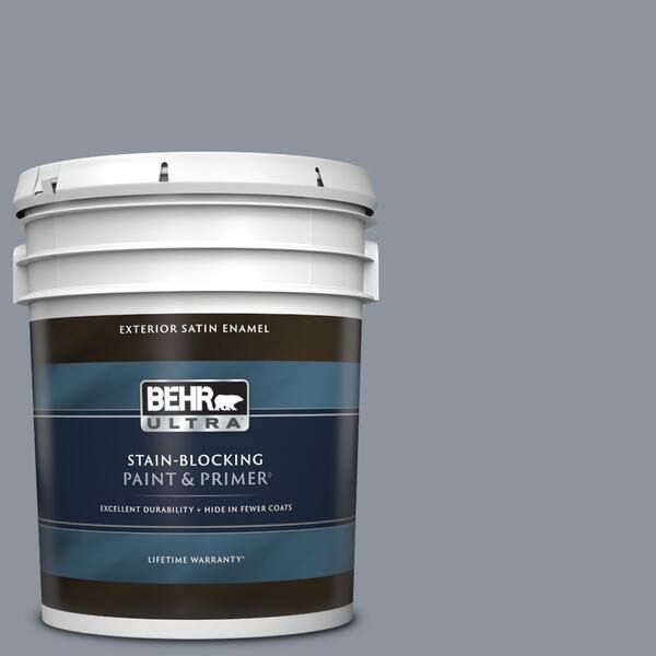 BEHR ULTRA 5 gal. #PPF-28 Blue Dusk Satin Enamel Exterior Paint ...