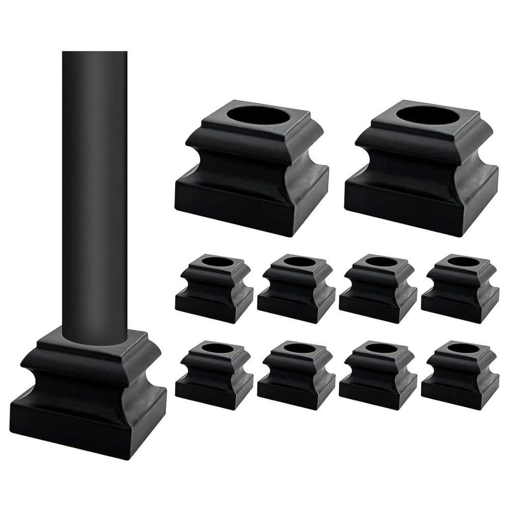 Afoxsos 7 in. x 2.8 in. Satin Black Aluminum Stair Railing Kit with ...