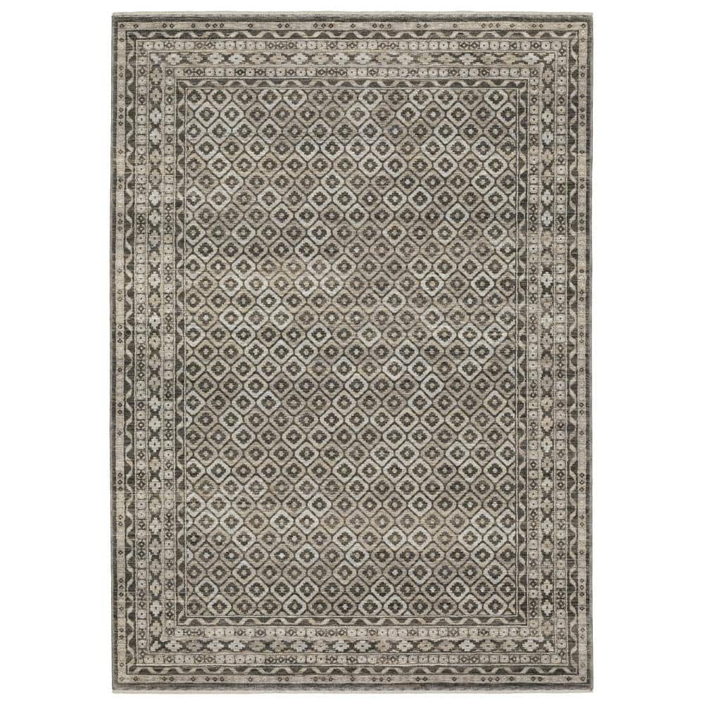 AVERLEY HOME Channing Gray/Beige Doormat 3 ft. x 5 ft. Faded Geometric ...