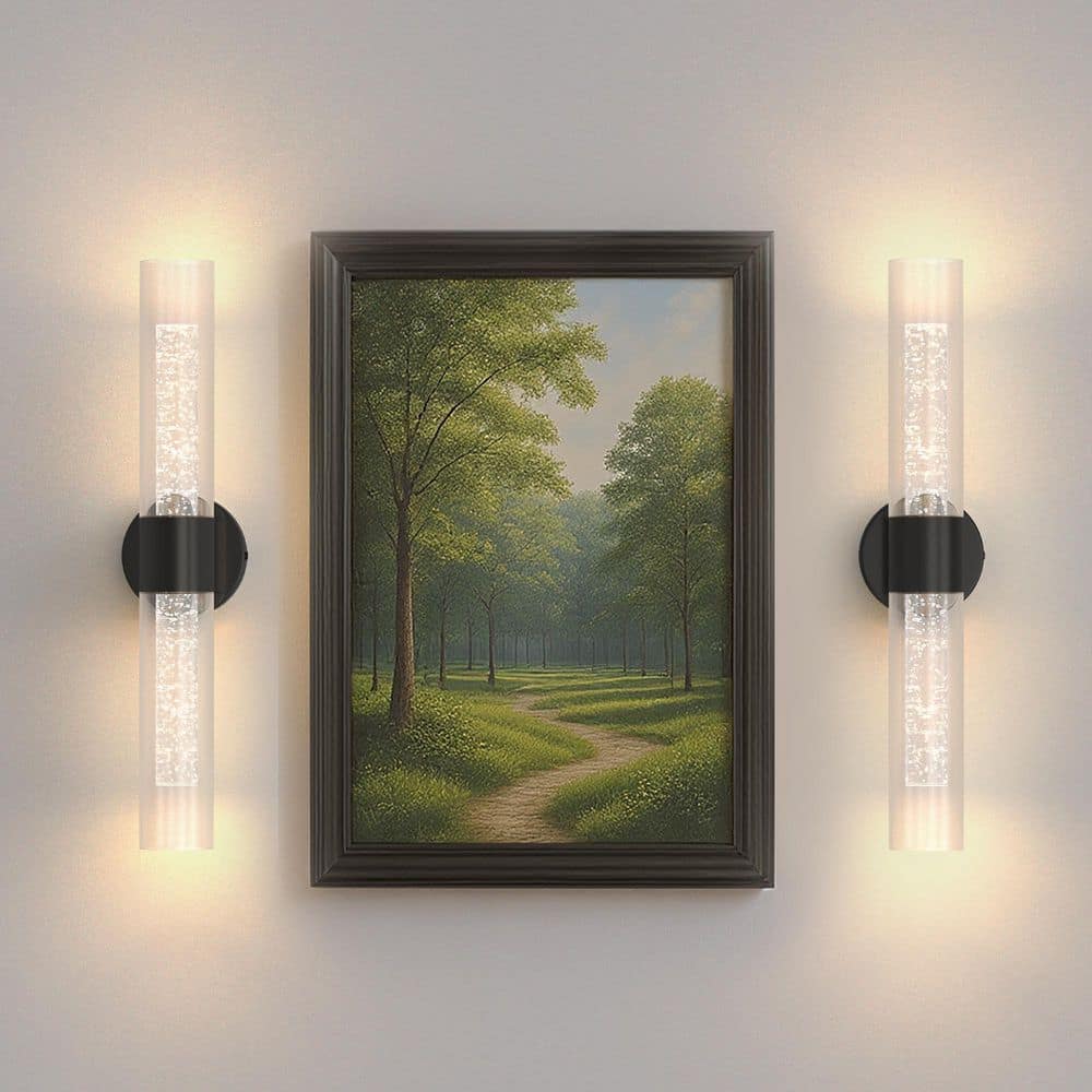 Emeritpro 2-Pack 21.65 in. Bubble Acrylic Cylinder LED Wall Sconce with ...