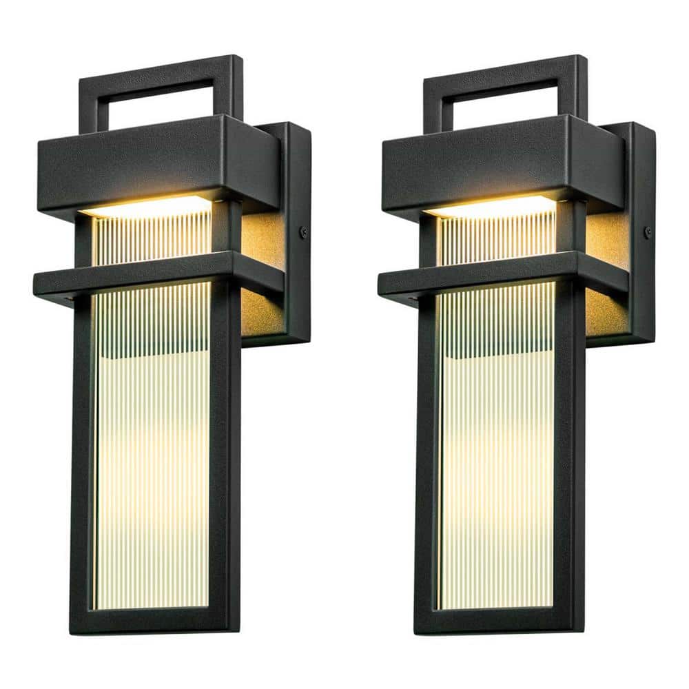 RRTYO Swaney 12 in. Modern Black Integrated LED 3000K Waterproof ...