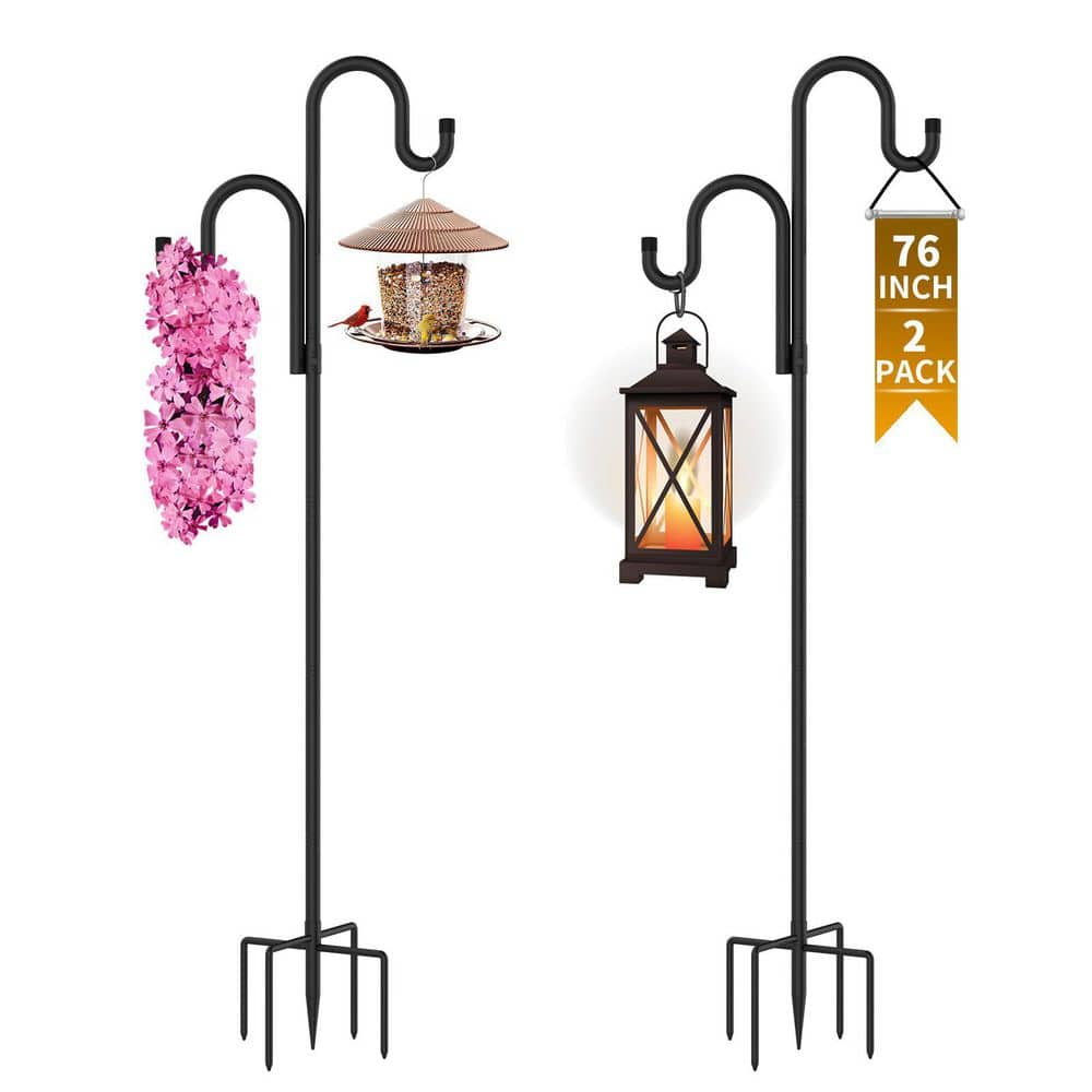 .N/A 76 in. Steel Double Shepherds Hooks for Outdoor, Heavy Duty Garden ...