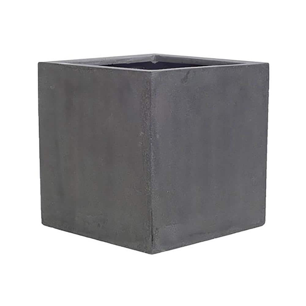 Vasesource Cube 12 in. x 12 in. Matte Gray Fiberstone Square Cube ...