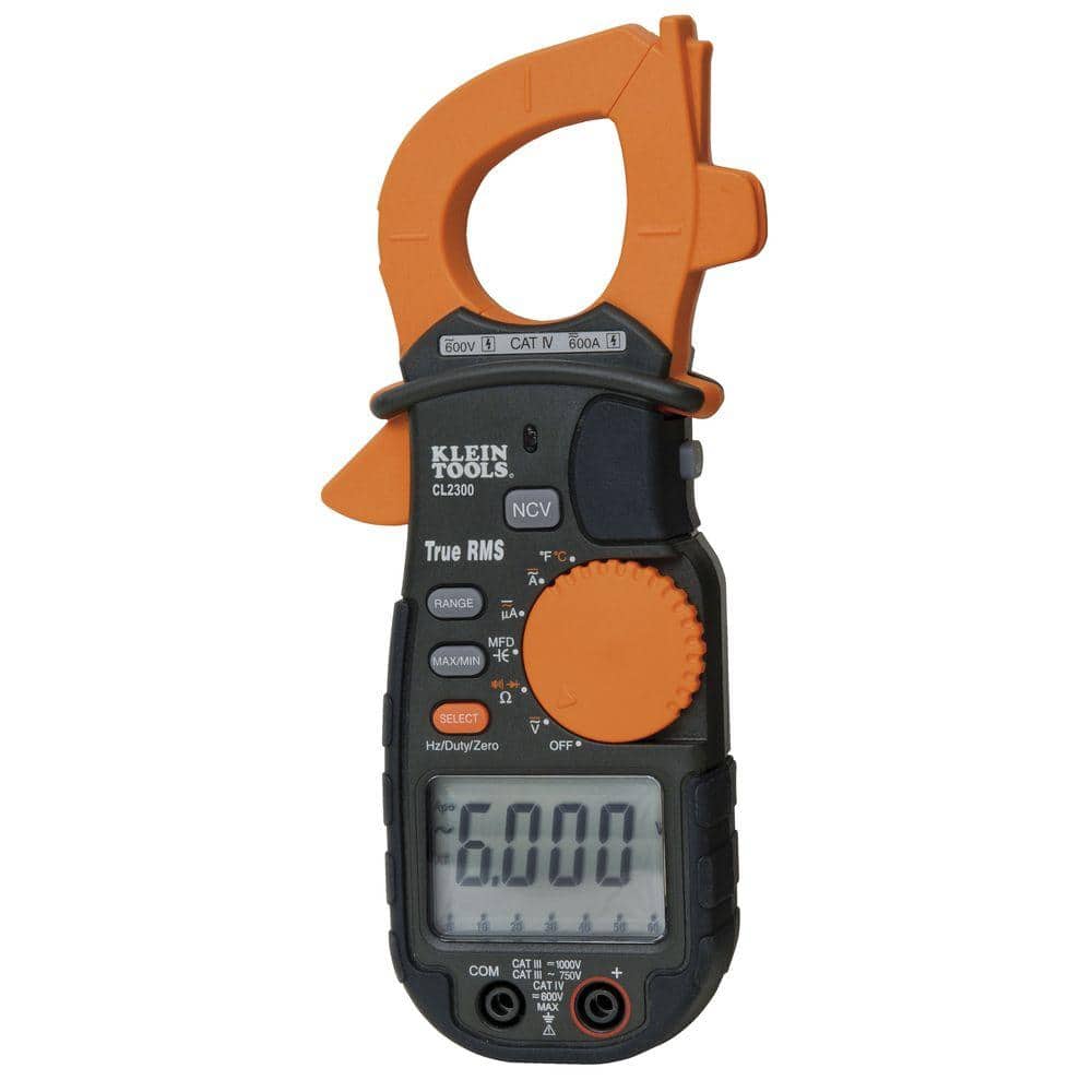 Klein Tools 600-Amp AC/DC True RMS Clamp Meter with Temperature CL2300 ...