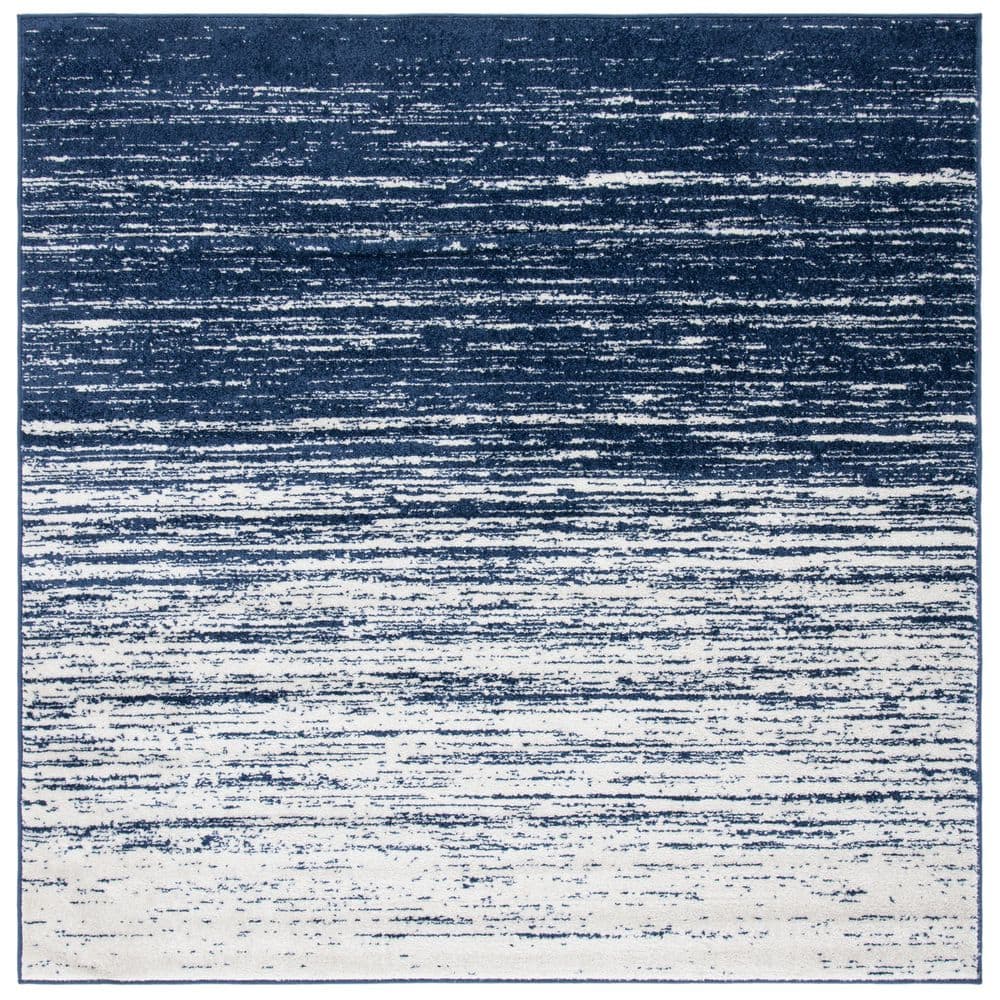 SAFAVIEH Adirondack Navy/Ivory Solid Color 10 ft. x 10 ft. Striped ...