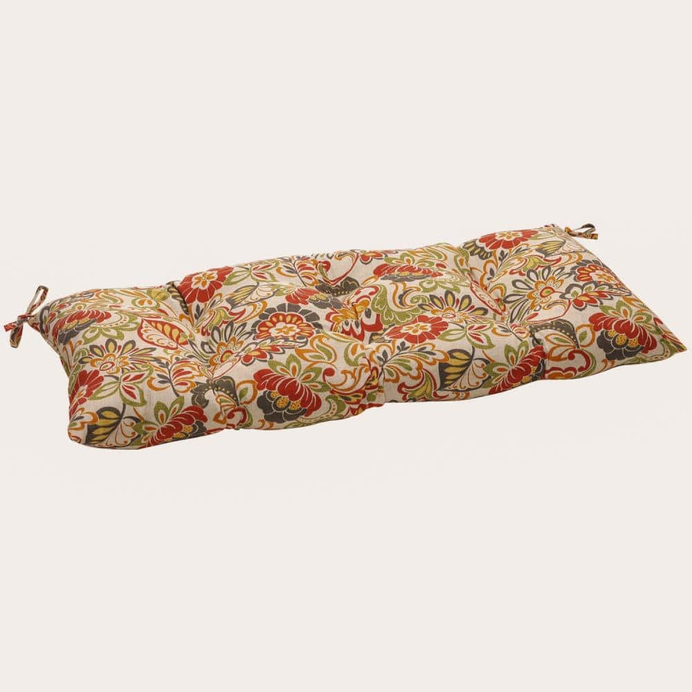 Pillow Perfect Floral Rectangular Outdoor Bench Cushion in Green 450094 ...
